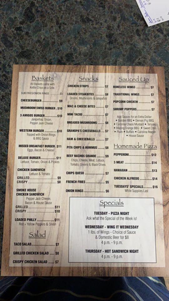 Menu at Ty's Lodge pub & bar, Devils Lake
