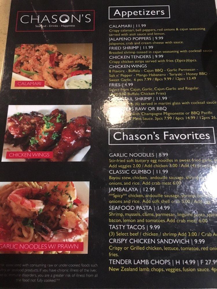 Menu at Chasons Crab Stadium pub & bar, Elk Grove