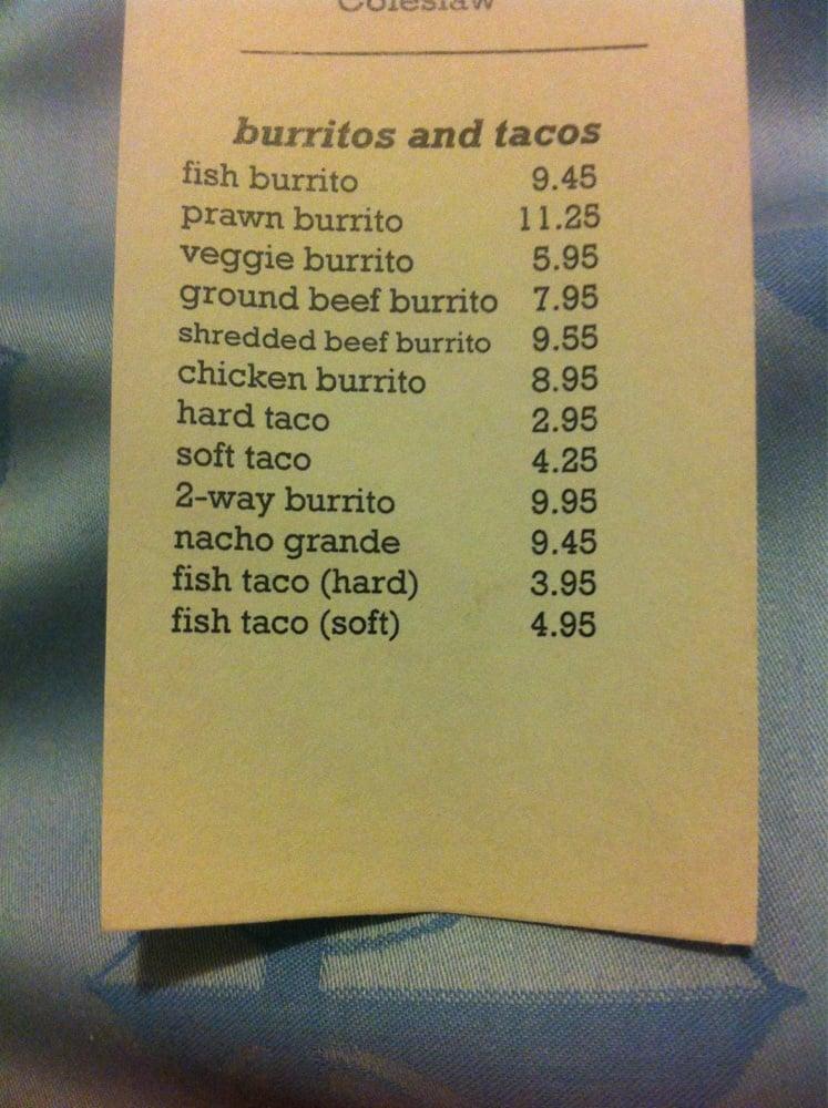 Menu at Louisiana Fish & Chips restaurant, Oakland