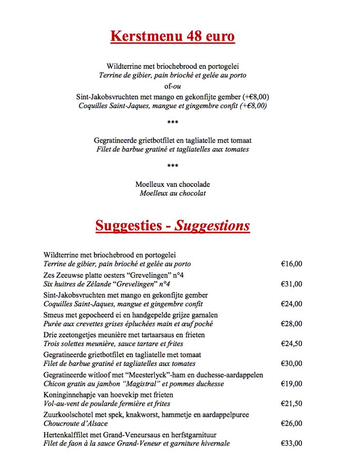 Menu at Rubens, Knokke-Heist, Zeedijk-Albertstrand 589