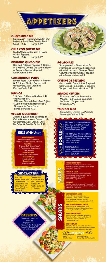 Menu at Sabor Maya Mexican Cuisine restaurant, Portland, 202 Lang Rd