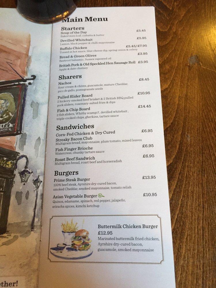 Menu at Sherlock Holmes pub & bar, London