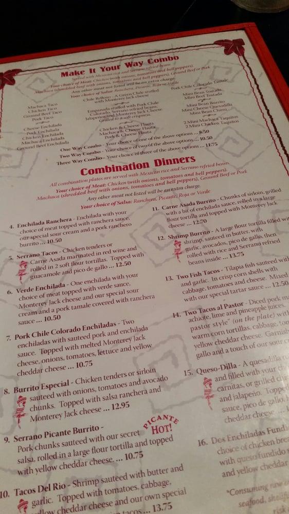 Carta del restaurante El Palacio, Kingman, 401 E Andy Devine Ave