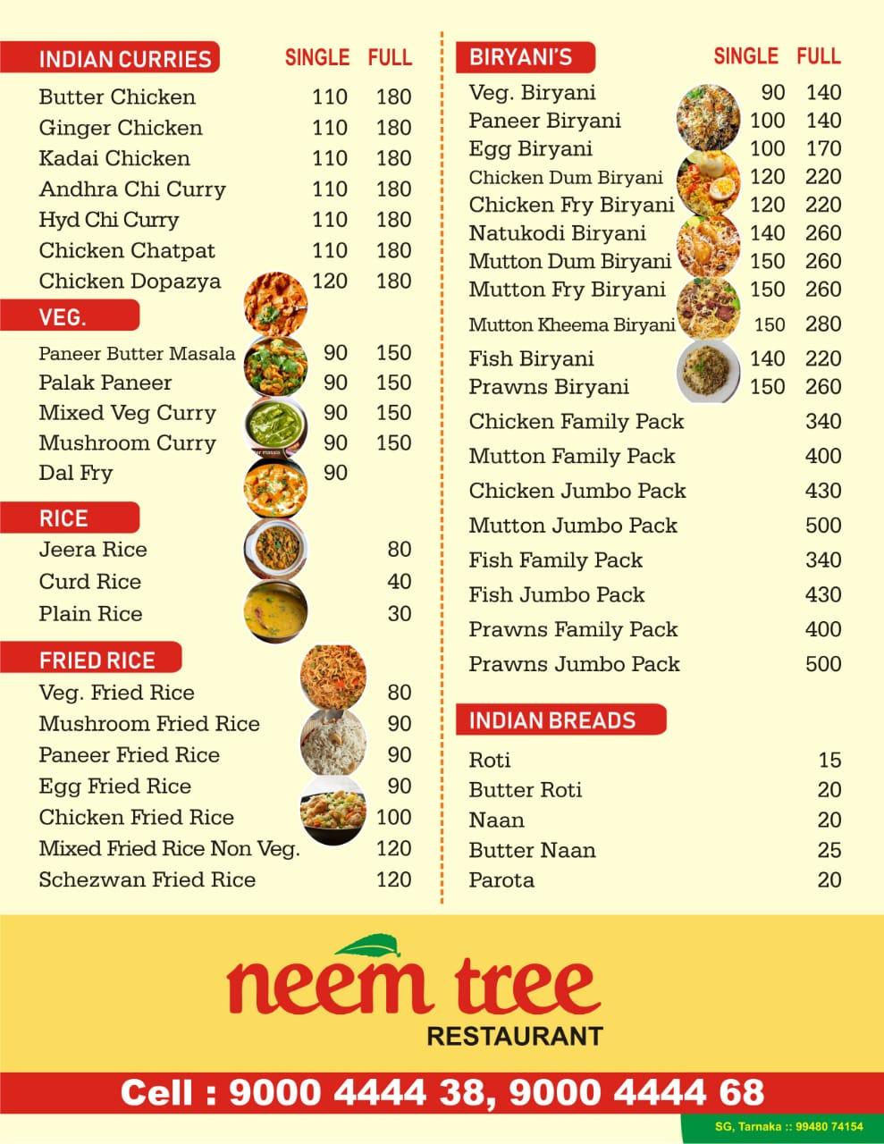 Menu at Neem Tree Restaurant (A/C & Non A/C), Secunderabad