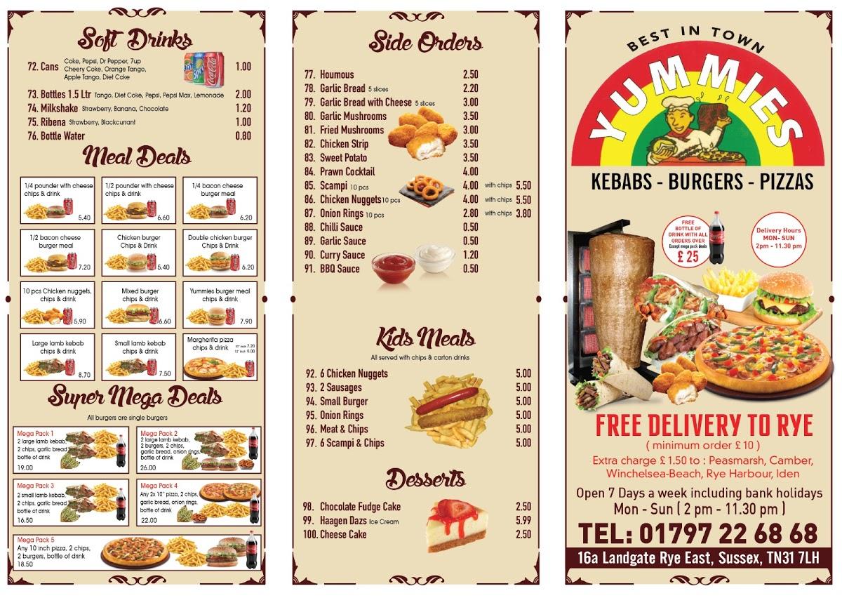 Menu at Yummies Pizza & Kebab Takeaway fast food, Rye