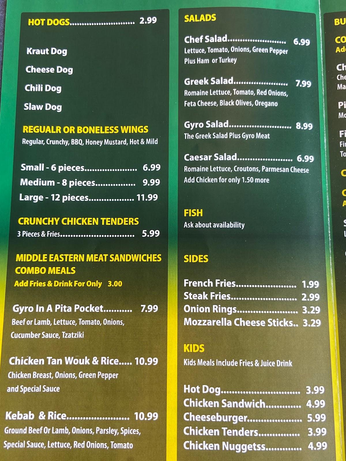 Menu at 500 Park Avenue Cafe, Mansfield