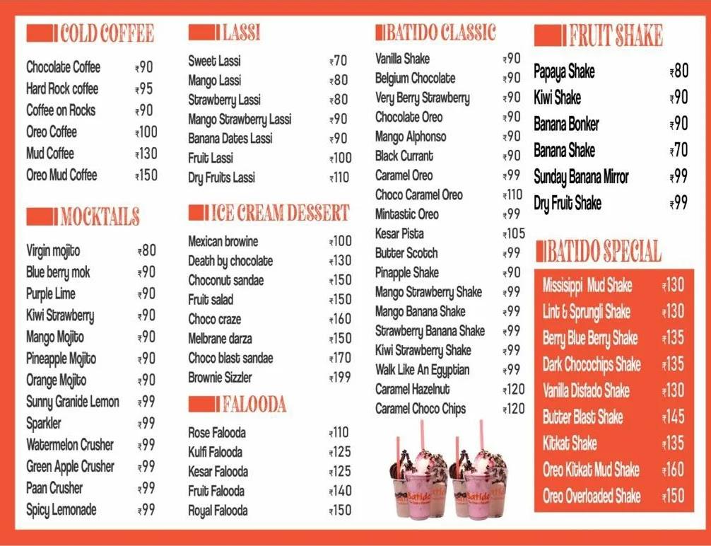 Menu at Batido - The Shake Paradise, Greater Noida
