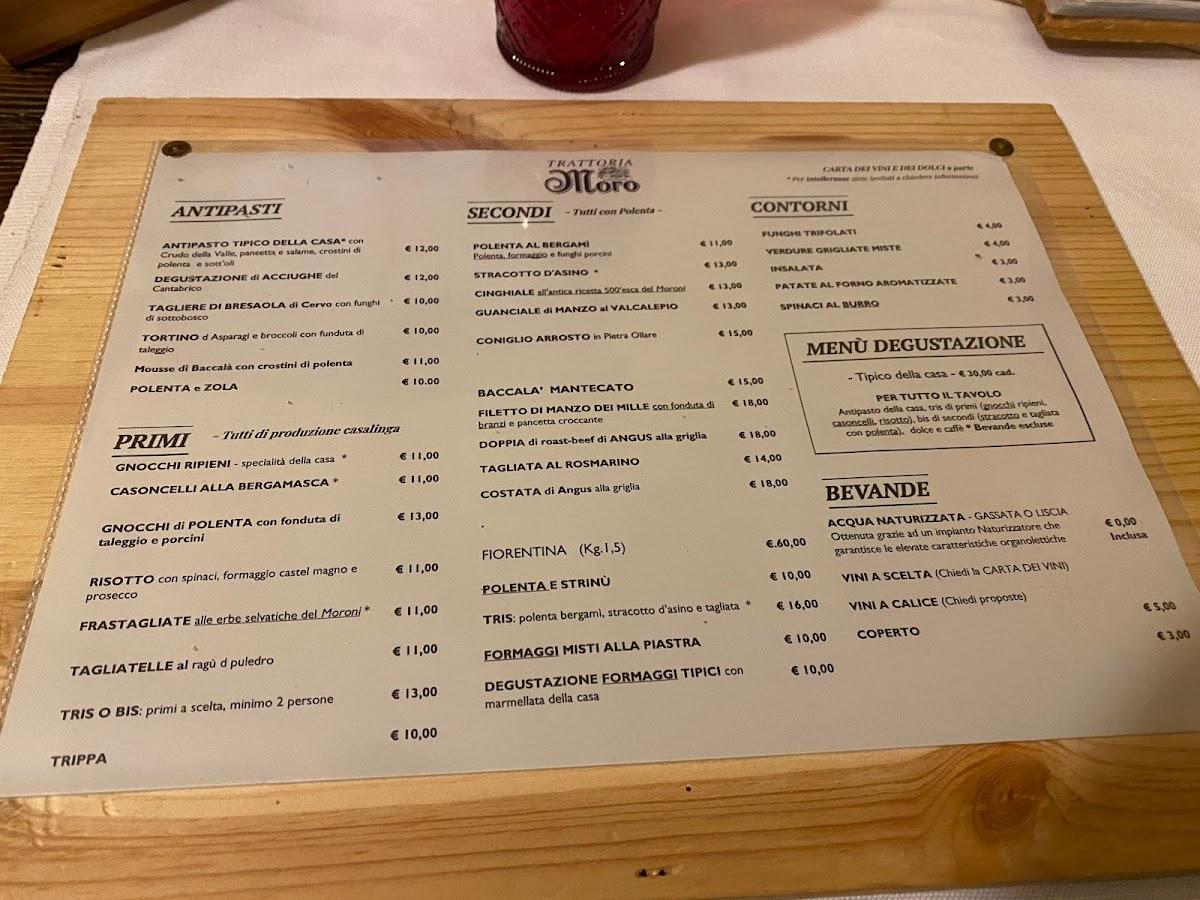 Menu da Trattoria Moro pub & bar, Albino