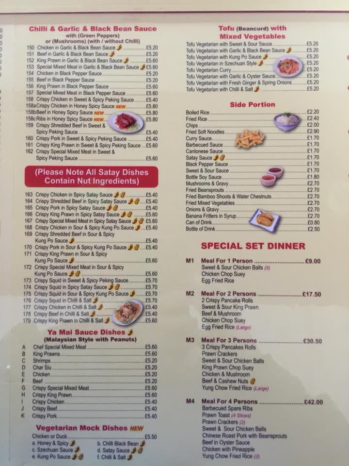 Menu at Oriental Chef restaurant, Leicester, 54 Rosemead Dr