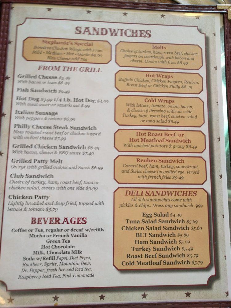 Menu at Stephanie's Family Restaurant, Bath