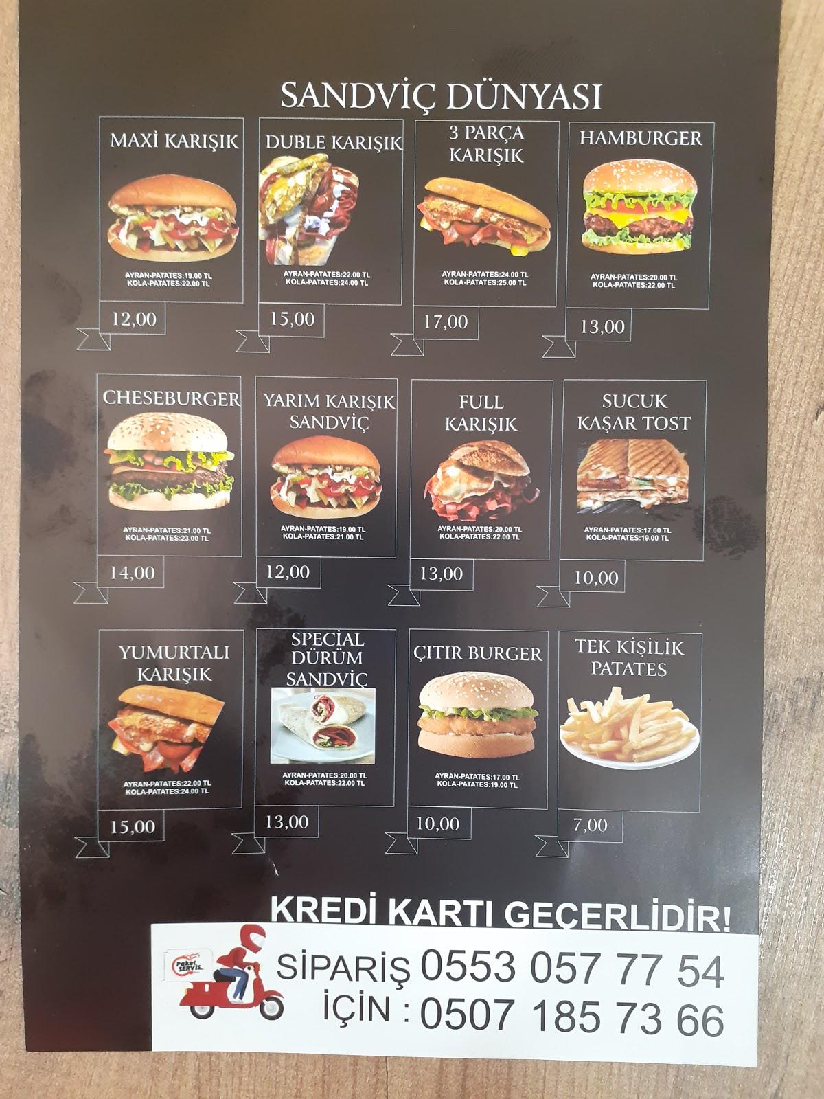 Menu at Yemek Dünyası ve ızgara salonu, Izmir