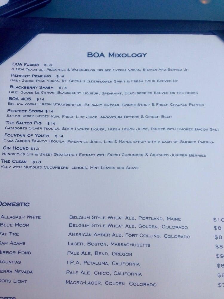 Menu at BOA Steakhouse, Santa Monica, 101 Santa Monica Blvd