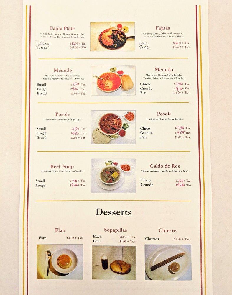 Menu at Doña Maria restaurant, Farmington