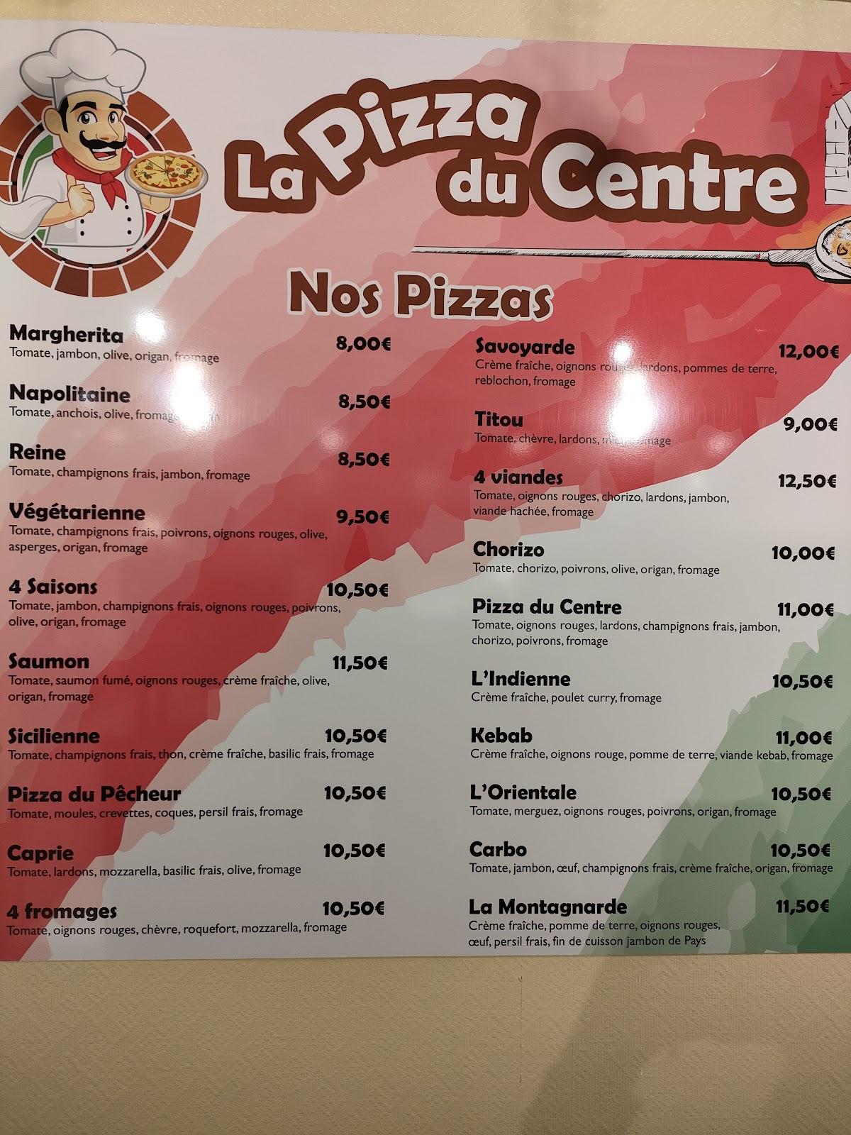 Menu au La pizza du centre pizzeria, Tartas