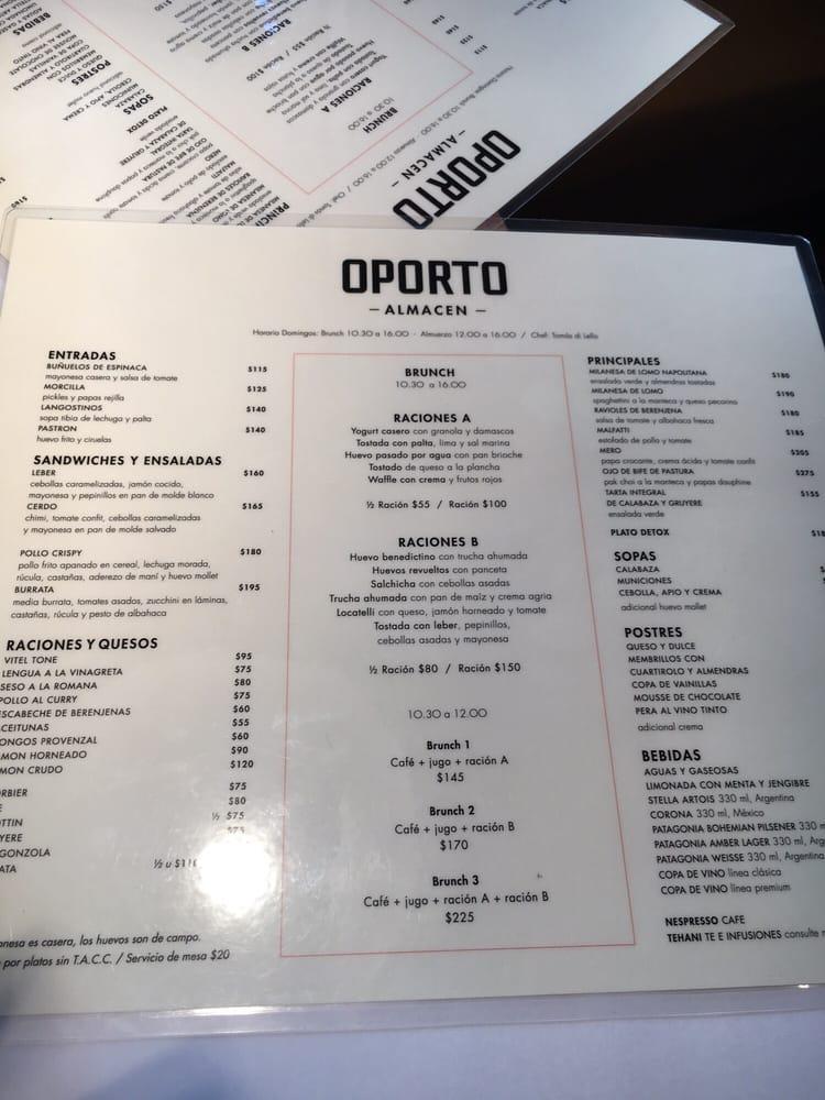 Carta del pub y bar Oporto Almacén, Buenos Aires, 11 del Septiembre