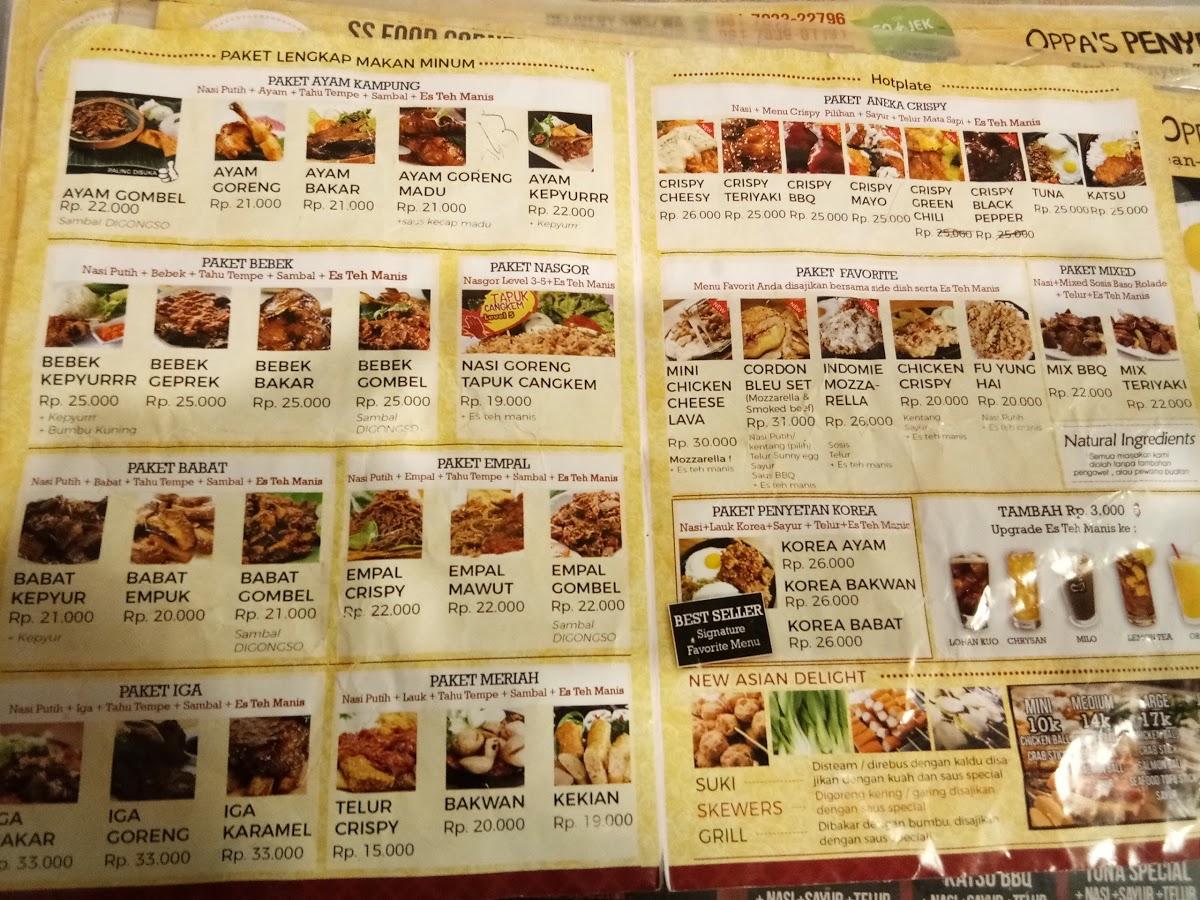 Menu at SS Food Corner restaurant, Surabaya, MP5P+H23