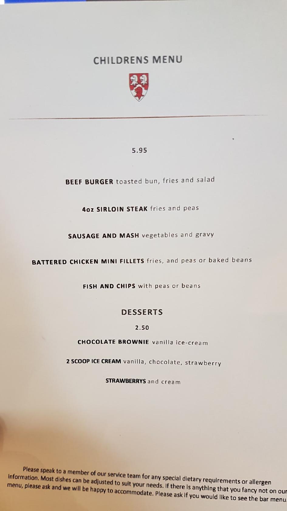 Menu at The Duncombe Arms, Waresley restaurant, Gamlingay