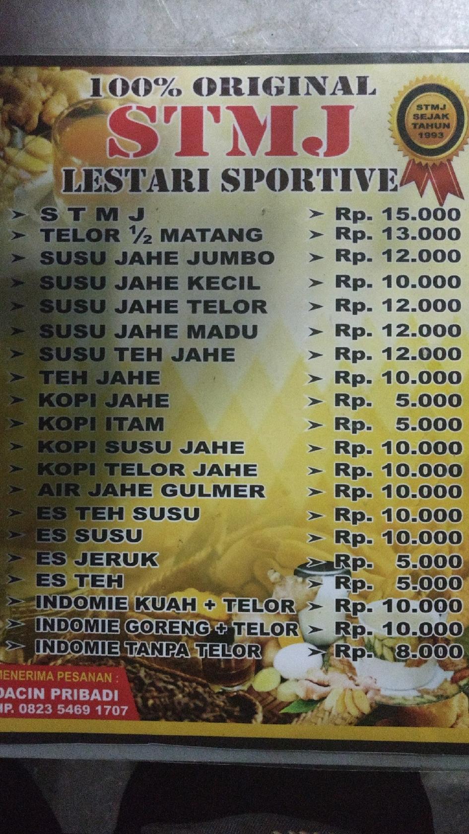 Menu at Warung STMJ Lestari cafe, Balikpapan