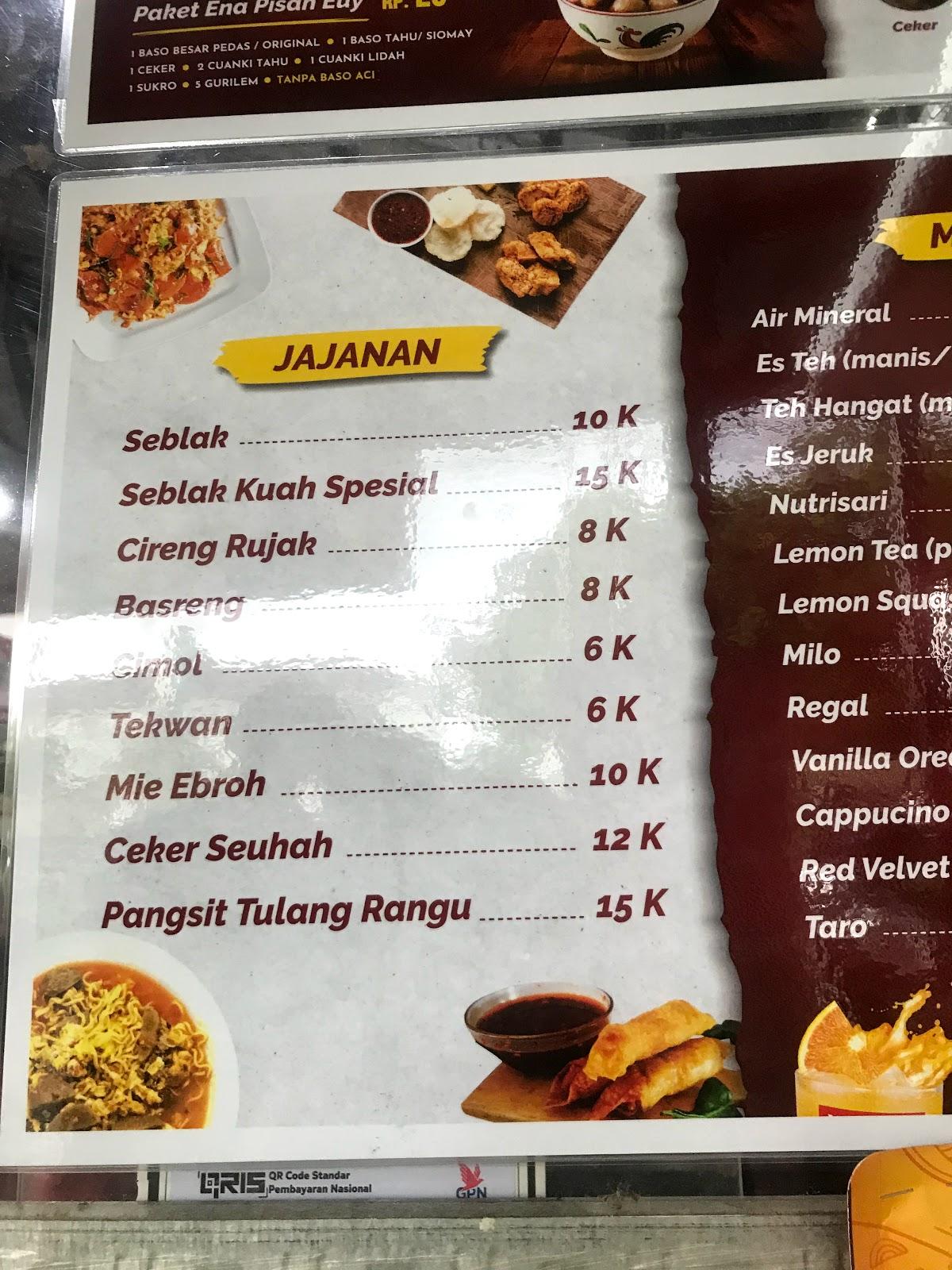 Menu at Baso Aci Ena UNY - Prasmanan restaurant, Sendangadi