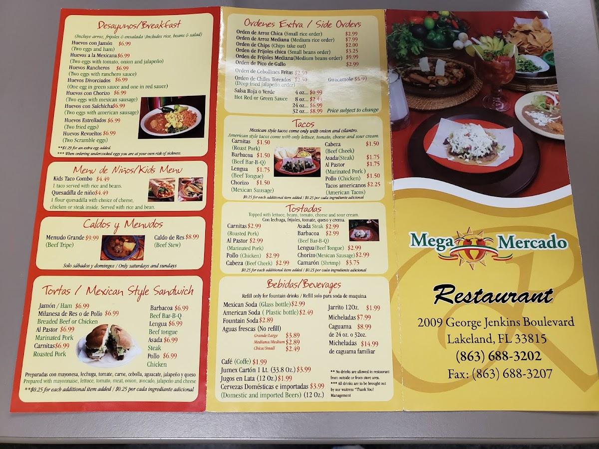 Menu at Mega Mercado Restaurant, Lakeland