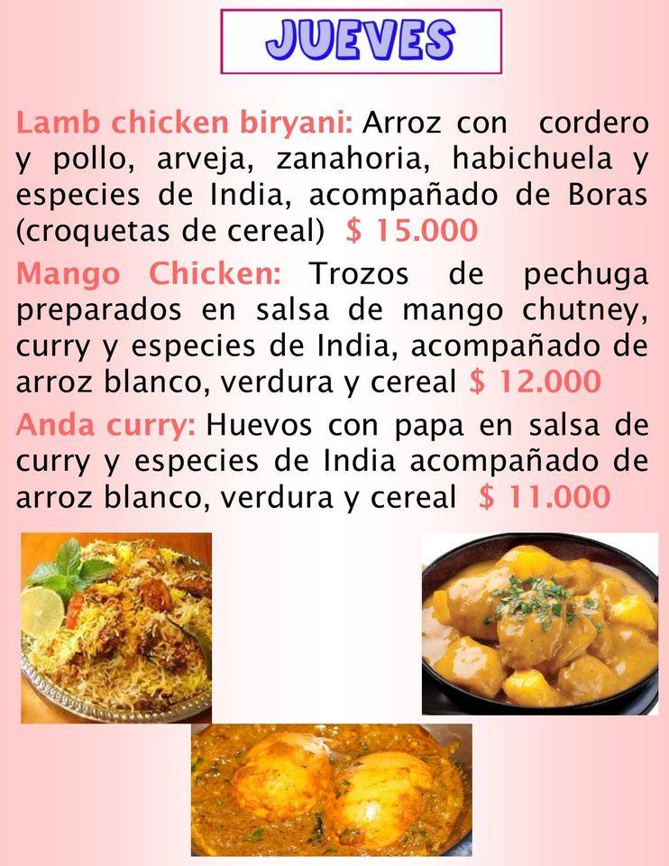 Menu at Restaurante India Gourmet, Bogotá