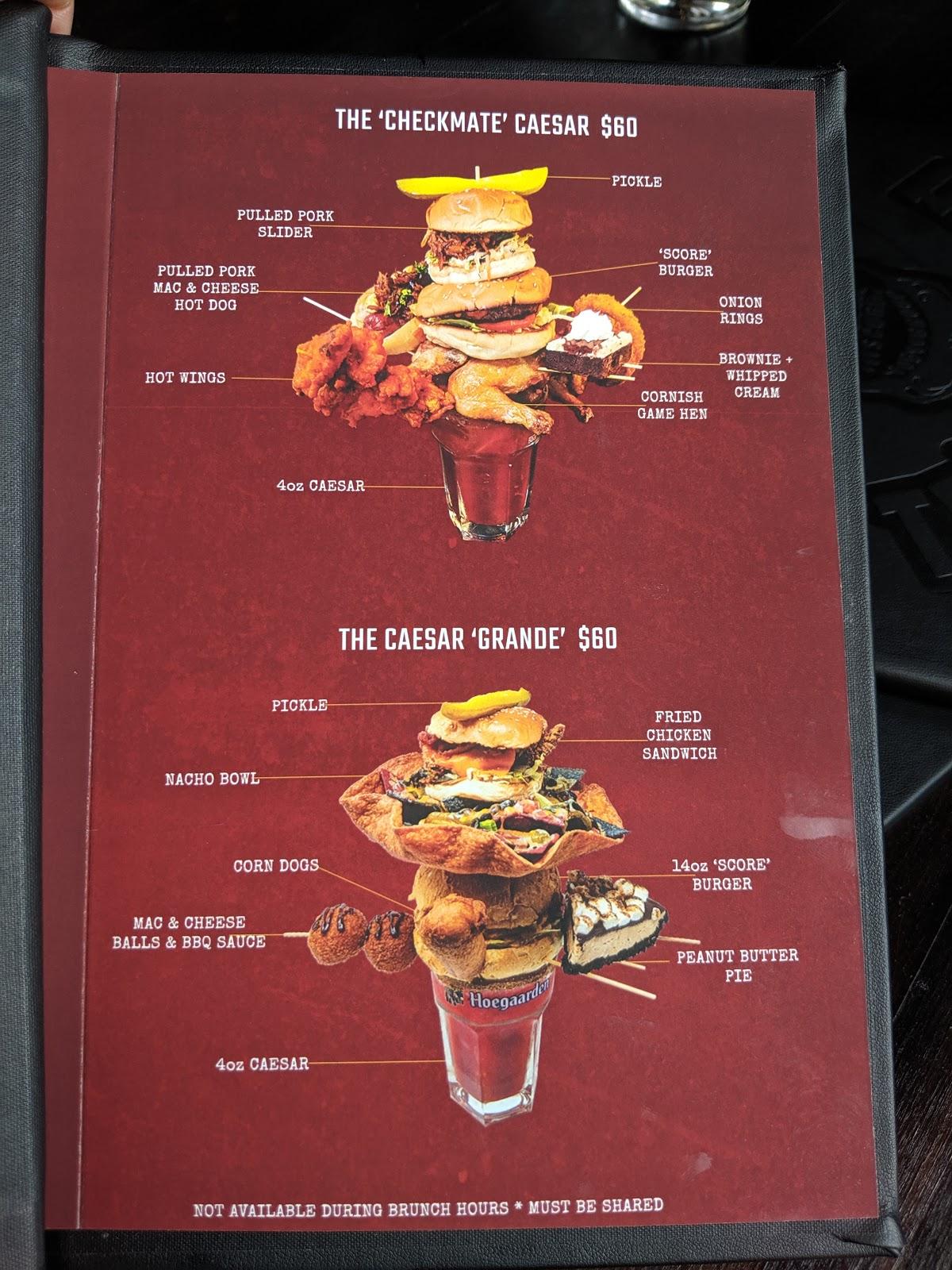 Menu at Score on King pub & bar, Toronto