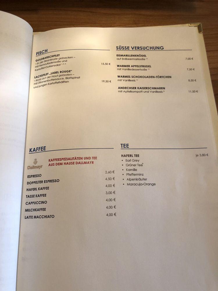 Menu at Andechser am Dom pub & bar, Munich