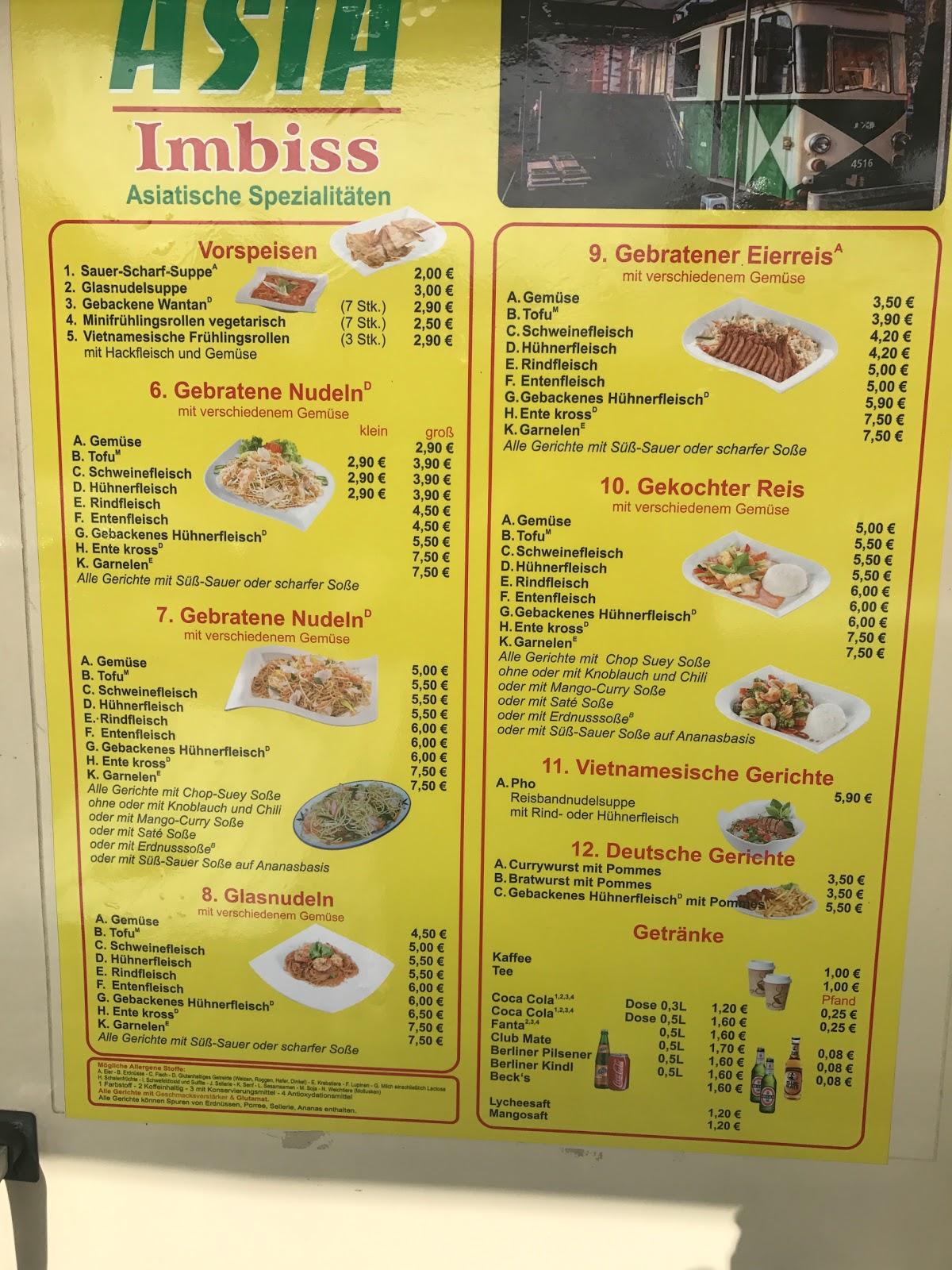 Speisekarte von Asia Imbiss Spreehöfe restaurant, Berlin