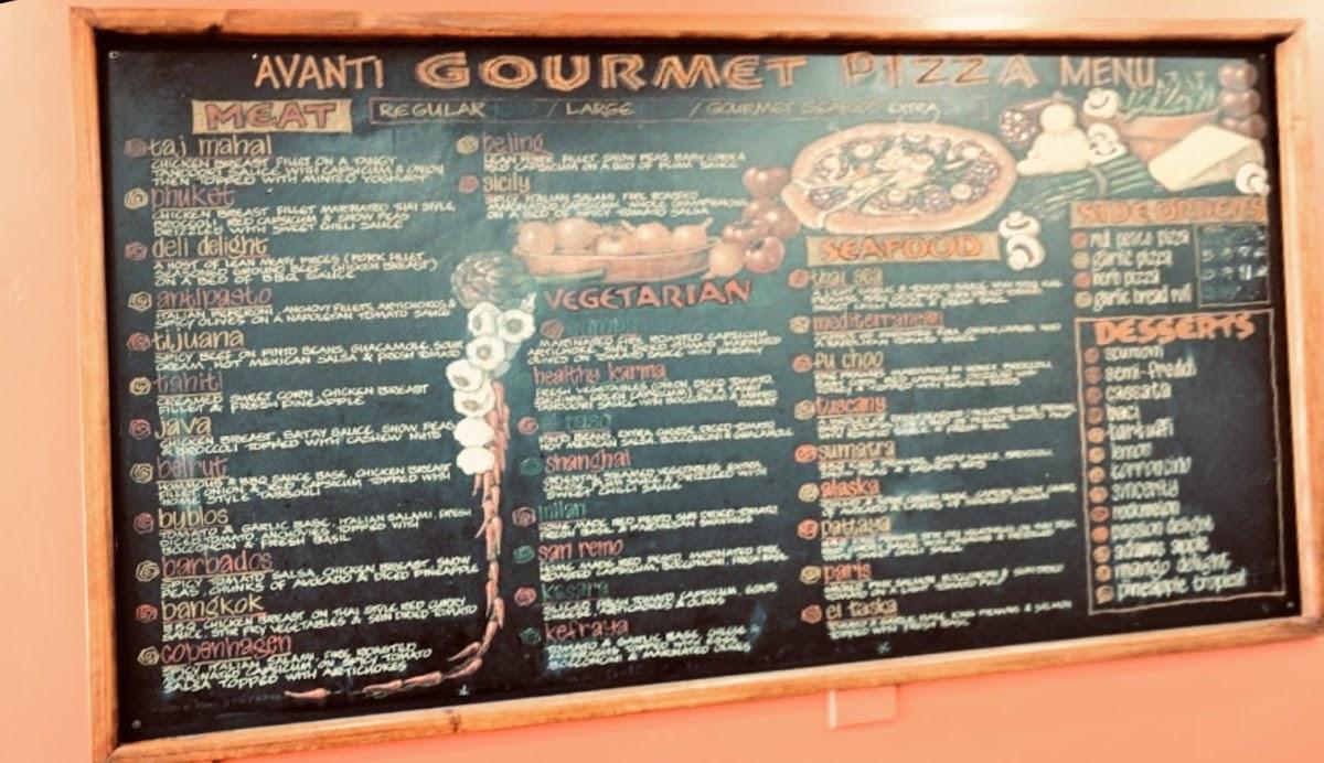 Carta de pizzería Avanti Pizza & Kebabs, Mount Druitt