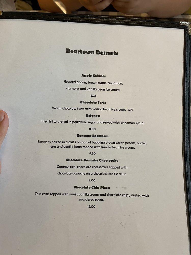 Menu at Beartown Bistro & Pizza Company pizzeria, New Bern