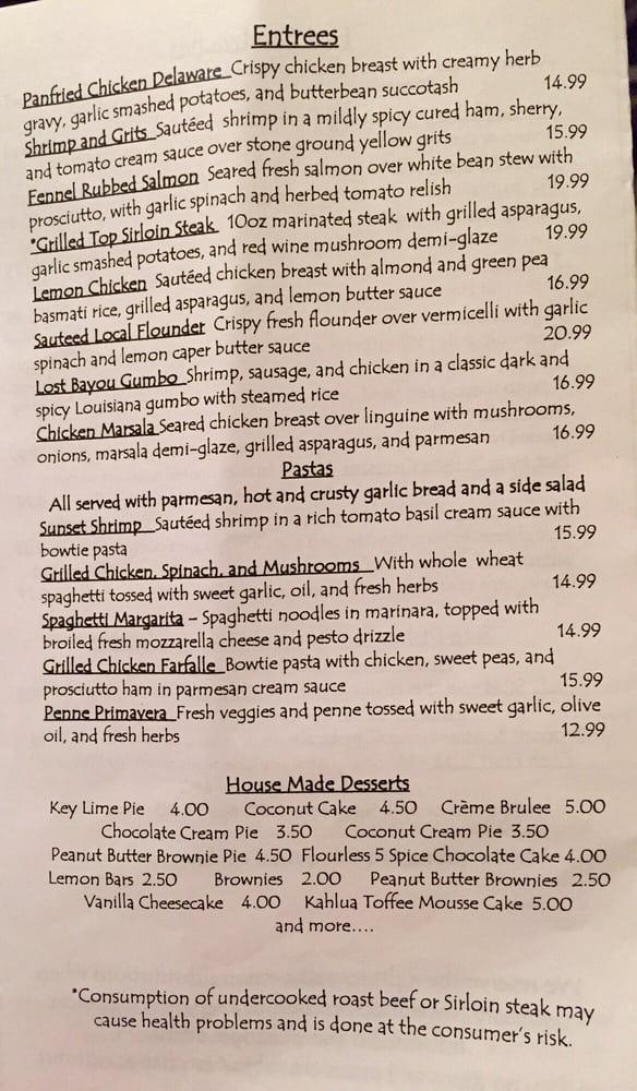 Menu at Causeway Gourmet restaurant, Ocean Isle Beach