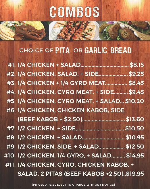 Menu at Greek Style Chicken restaurant, Fallbrook