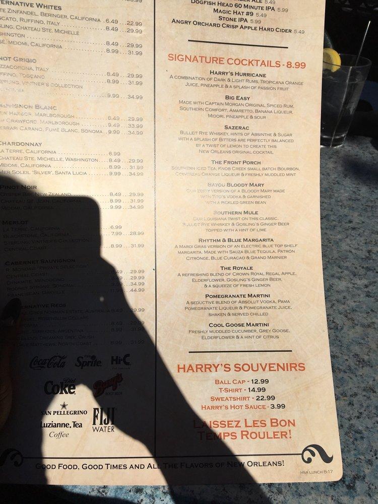 Menu at Harry's Seafood, Bar & Grille, St. Augustine