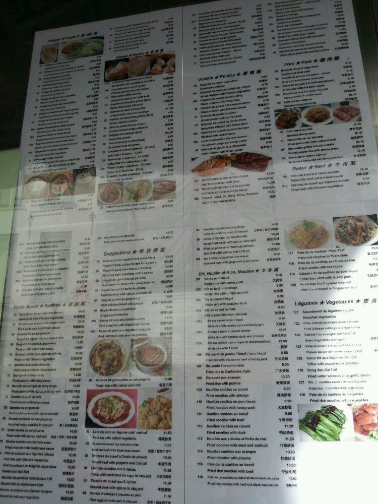 Menu at Hong Kong Delight, Brussels