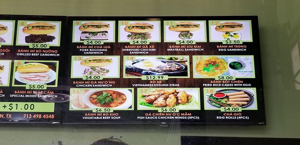 Menu at Khang Vietnamese Sandwich & Cafe, Houston