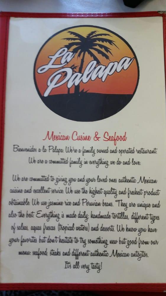 Menu at La Palapa restaurant, Baywood-Los Osos