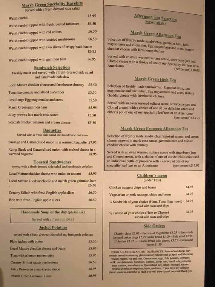 Menu at Marsh Green Farm Shop cafe, Chesterfield