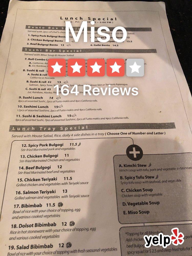 Menu at Miso Restaurant, Round Rock, S Interstate 351