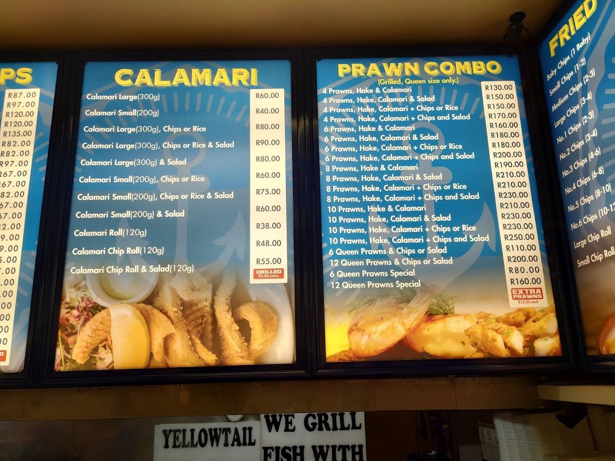 Menu at Mr Fish restaurant, Cape Town