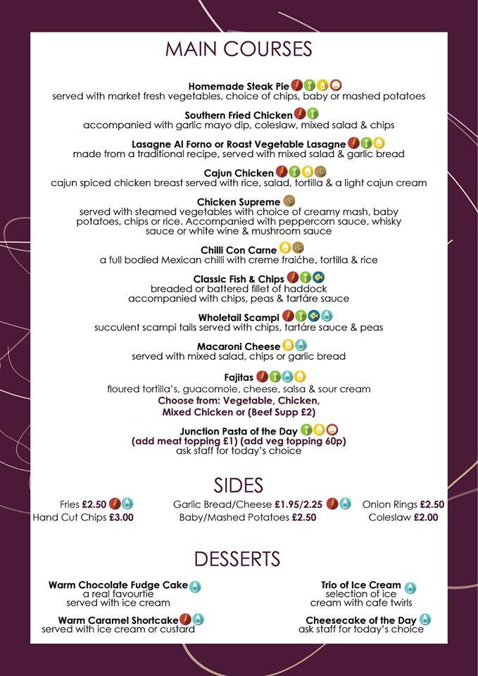 Menu at The Junction restaurant, Coatbridge