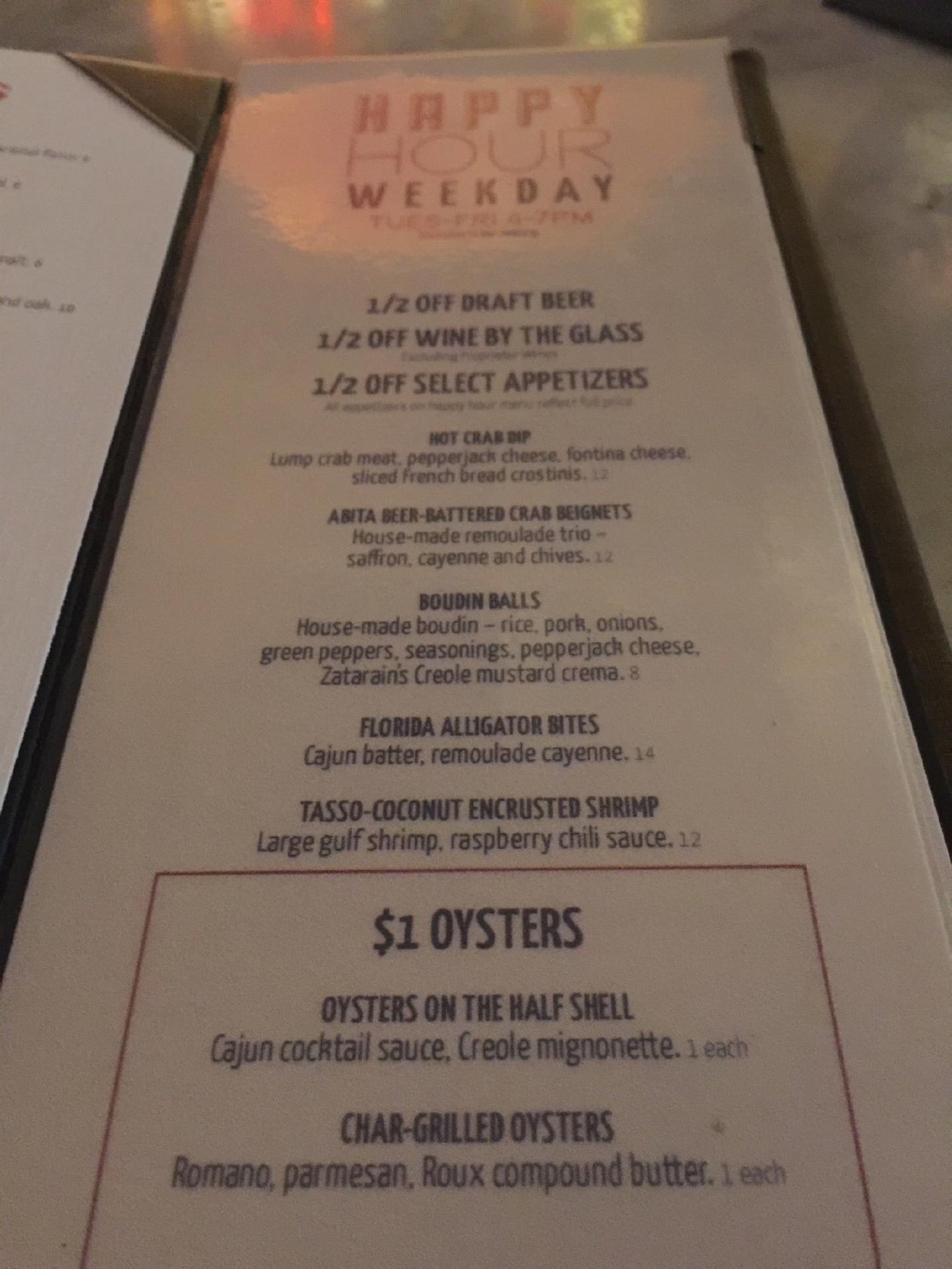 Menu at Roux pub & bar, Tampa