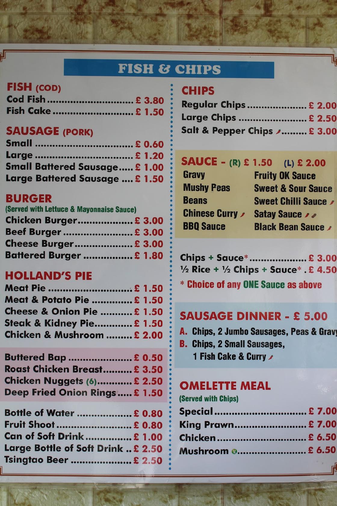 Menu at Sunny Valley fast food, Valley