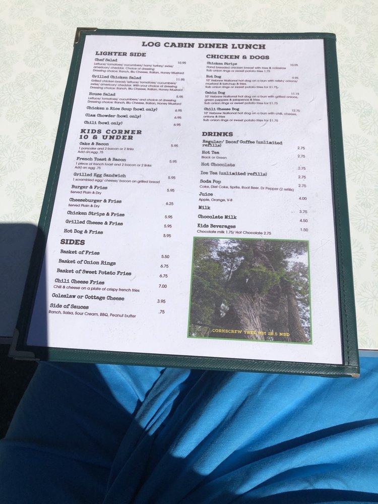 Menu at Log Cabin Diner restaurant, Klamath, 301 CA-169