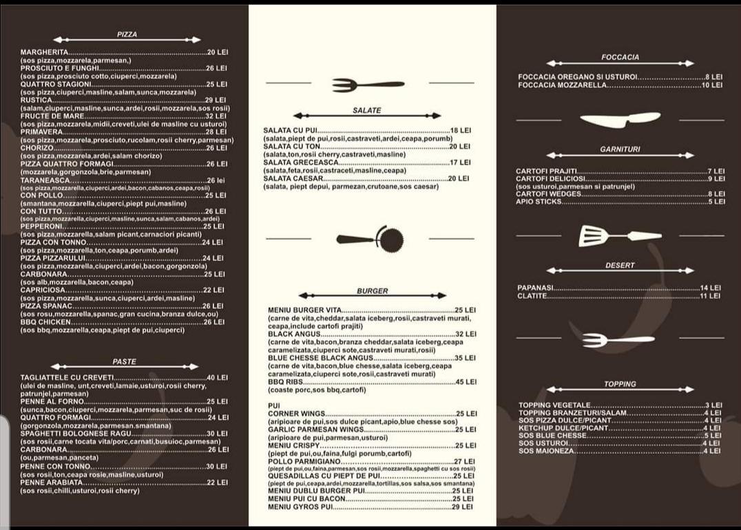 Menu at The Corner Cafe, Tulcea