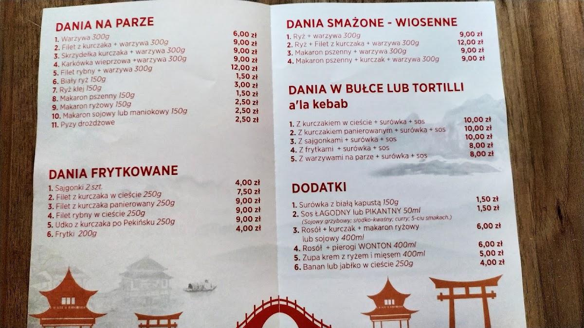 Menu at Bar "Mały Chińczyk", Nowy Tomysl