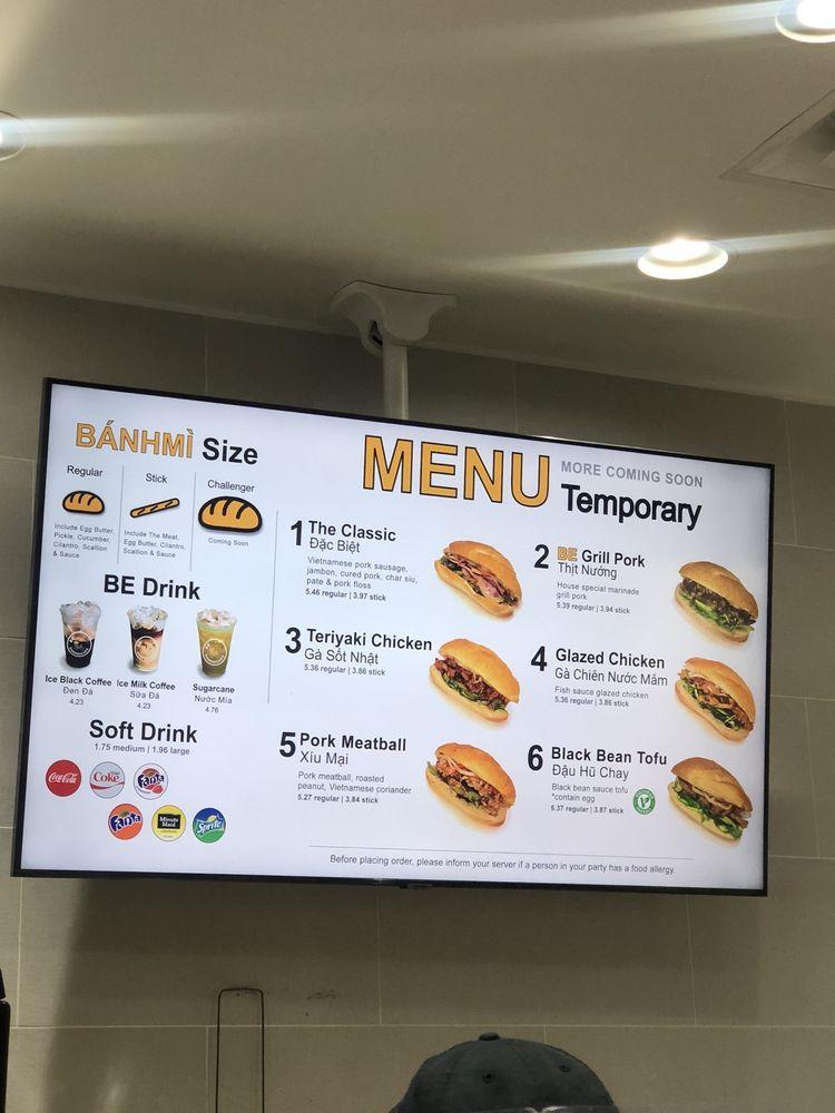 Menu at Be Banh Mi restaurant, Doraville