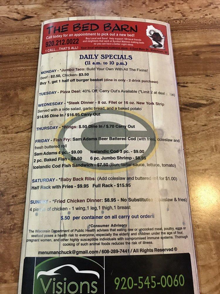 Menu at Bigg's Bar & Grill, Watertown