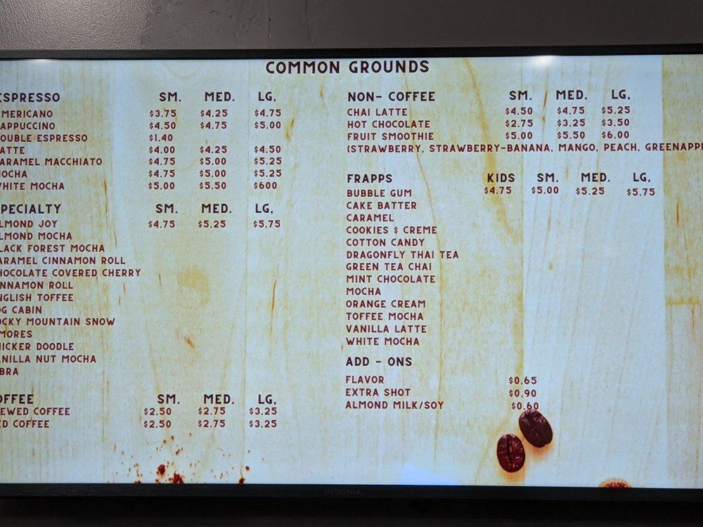 Menu at Common Grounds, Fairfield