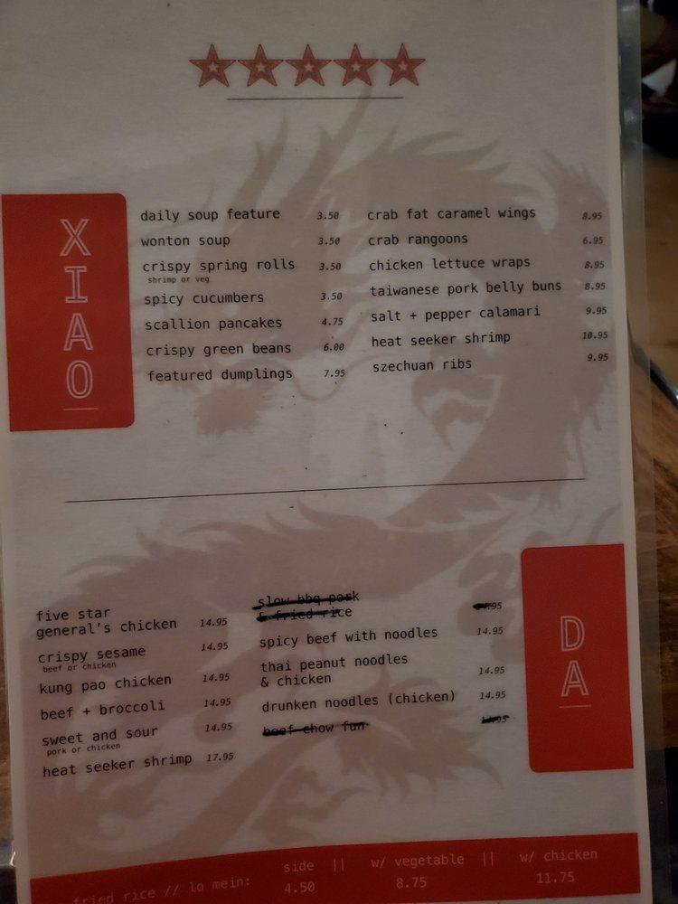 Menu at Five Star Restaurant, Raleigh, 301 N West St