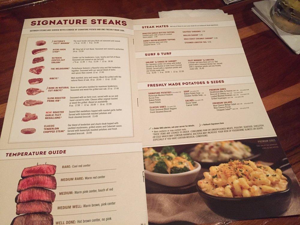 Menu at Outback Steakhouse, Inverness, Hwy 44 W